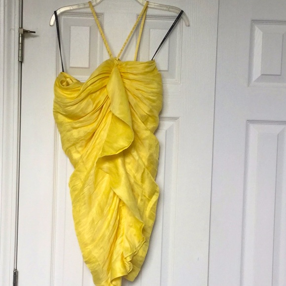 bebe | Dresses | Bebe Vintage Linen Yellow Short Dress With Ruffle ...